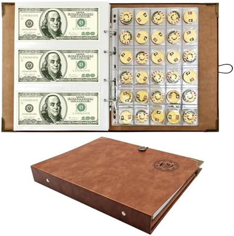 Amazon.com : MFBJXC Leather Coin Collection Book,240 Pockets Paper ...