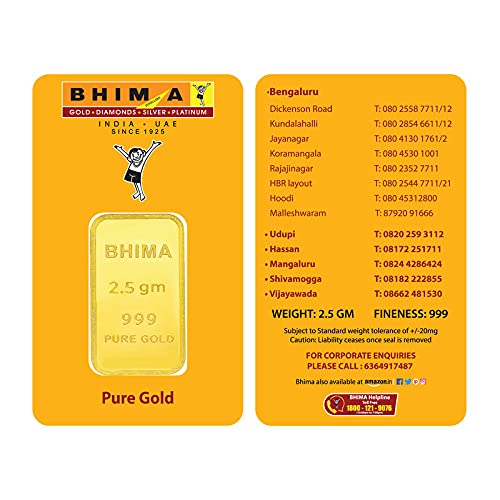 Buy Bhima Jewellers 24k (999) Pure Gold Bar 2.5gm at Amazon.in