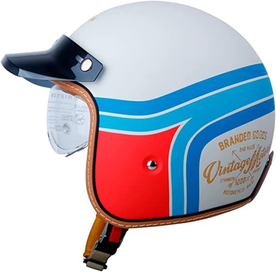 Vintage German Motorcycle Half Helmet,Adult Retro Open Face Helmet With Sun Visor 3/4 Motorbike ...