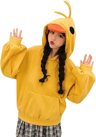 Amazon.com: Women Kawaii Duck Cartoon Hoodies Long Sleeve Cute Tops Emo ...