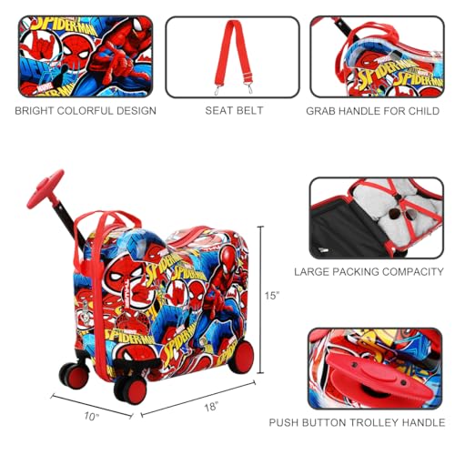 Bioworld Spider-Man All-Over Print 18″ Ride-On Luggage - Backpack Barn