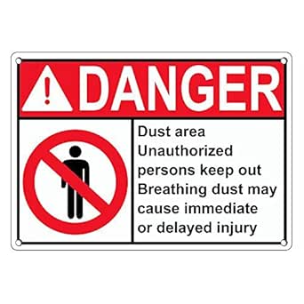 Amazon.com: Weatherproof Plastic ANSI Danger Dust Area Unauthorized ...