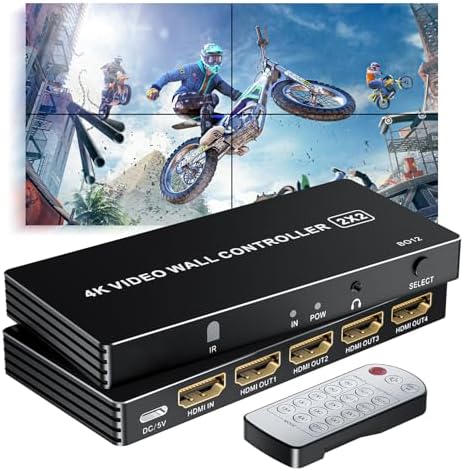 4K HDMI Video Wall Controller, LUKFOCAB 2 in 4 Out TV Wall Controller ...