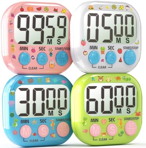 Acomingwin 4 Pack Digital Timer for Kids, Kitchen Timers for Cooking ...