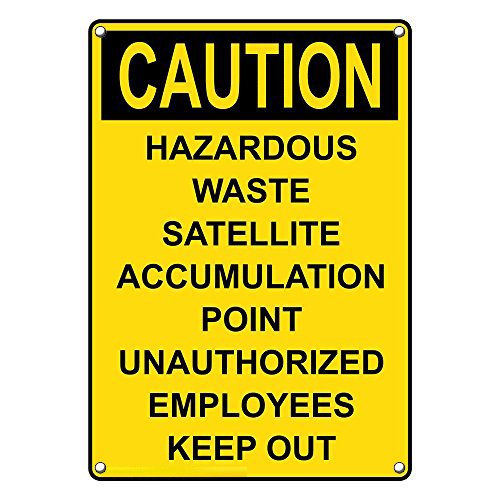 Weatherproof Plastic Vertical OSHA Caution Hazardous Waste Satellite ...