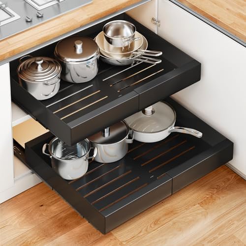 Amazon.com: Expandable Pull out Cabinet Organizer -21" Deep Adhesive ...