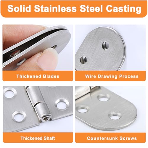 8 Pcs Flip Hinges Round Edge, 270 Degree Folding Flip Top Hinges ...