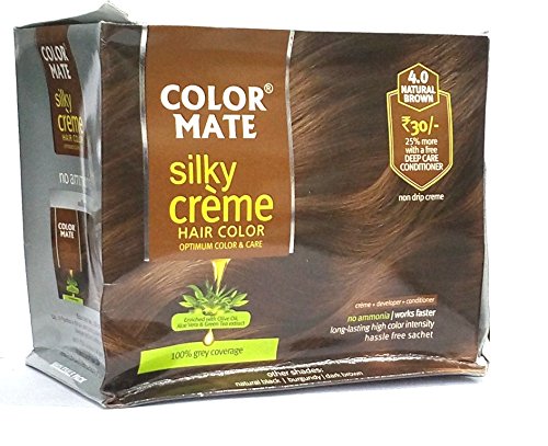 Amazon.com : Color Mate Silky Crème Hair Color (Pack of 6) with Ayur ...