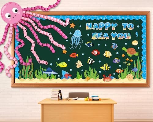 Amazon.com: Justforjoyful 85Pcs Ocean Bulletin Board Set Ocean Sea ...