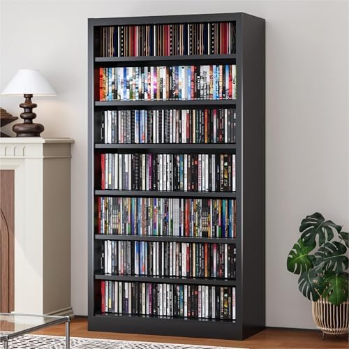 Amazon.com: Metal DVD Storage Cabinets, 7-Tier CD Storage Rack with ...