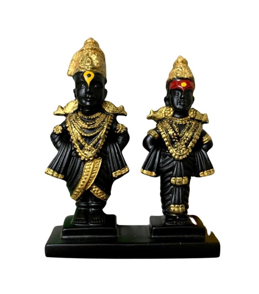 Small Vitthal Rukmini Idol Black and Gold 3 inches Vitthal Rakhumai ...