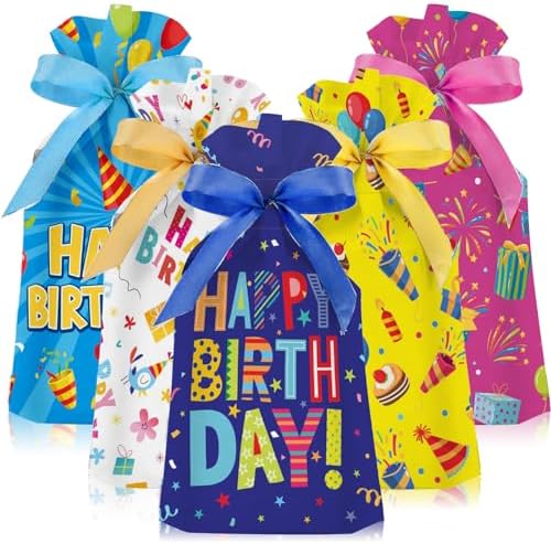 Amazon.com: Pasimy 50 Pcs Birthday Drawstring Bags Birthday Favor Bags ...