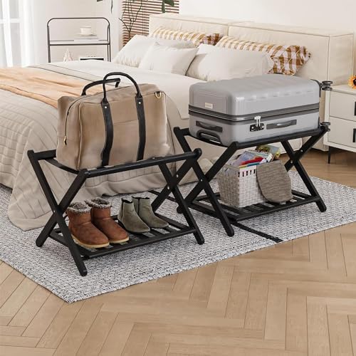 Amazon.com: Smart FENDEE 2 Packs Fully Assembled White Luggage Racks ...