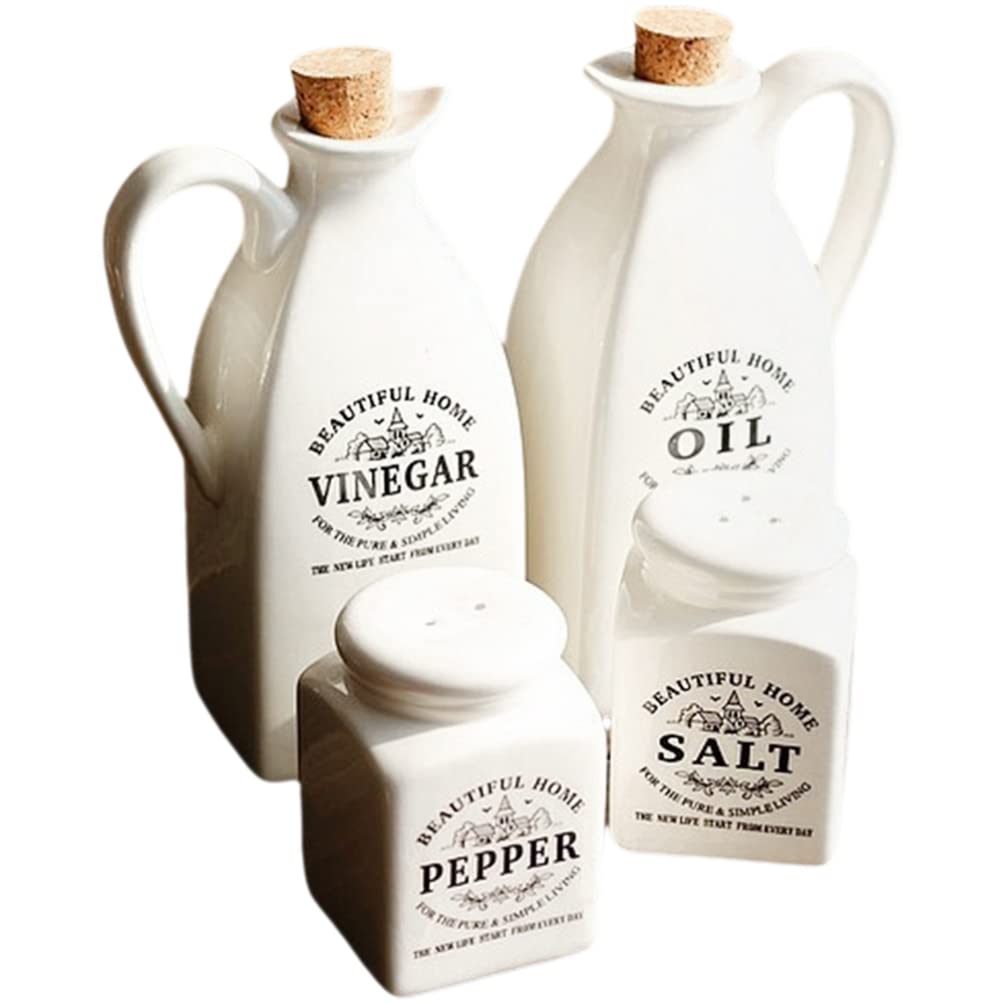 Veemoon Oil and Vinegar Dispenser Set Salt and Pepper Shaker Set ...