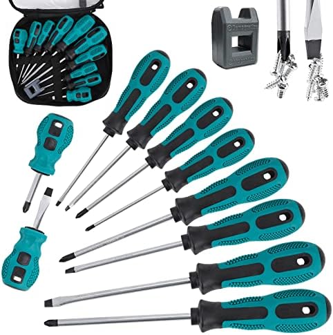 10 Pcs Chrome Vanadium Steel Screwdriver Set - 5 Flat Head, 5 Cross ...