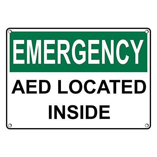 Amazon.com: Weatherproof Plastic OSHA Emergency AED Located Inside Sign ...