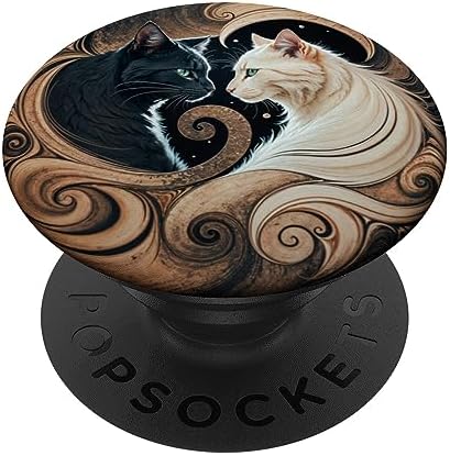 Amazon.com: Cute Yin Yang Cats Design Kitty Black and White Background ...