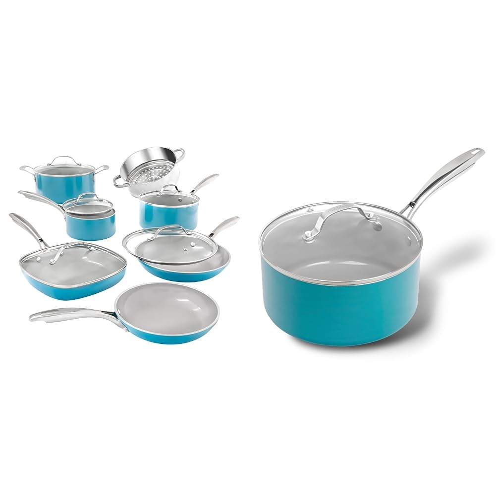 Amazon.com: Gotham Steel Aqua Blue Pots and Pans Set, 12 Piece Nonstick ...