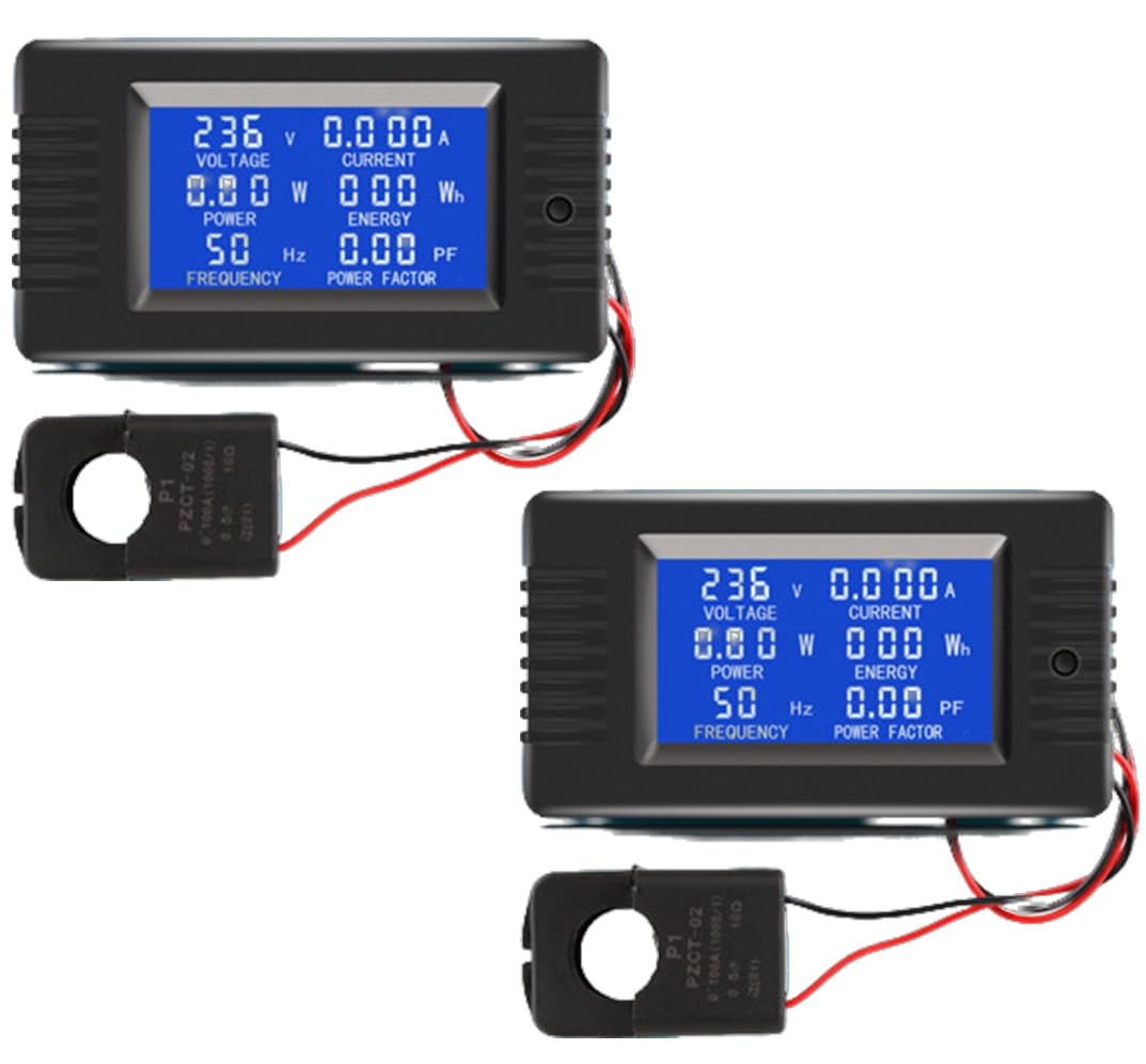 2 Pack AC Power Meter, 0-100A AC80-260V Power Meter, 6 in 1 Multimeter ...