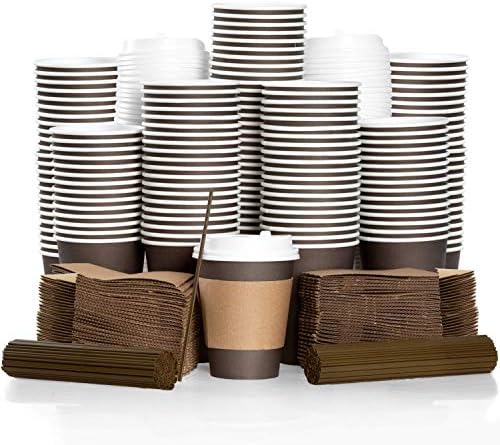 Amazon.com: Ilyapa 100 Pack - 12 oz To Go Coffee Cups with Sleeves ...
