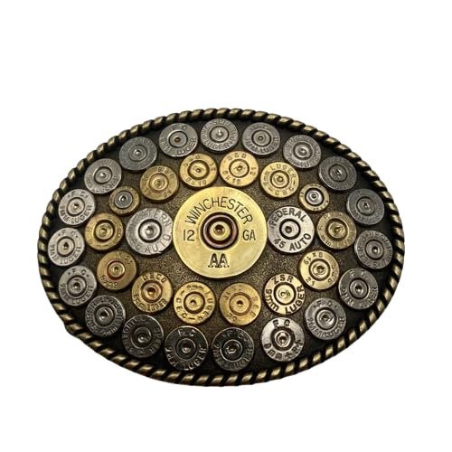 Amazon.com: Bullet Casing Belt Buckle Western Cowboy Heavy Duty (12ga ...