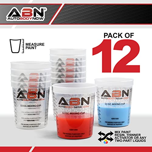 Snapklik.com : ABN Automotive Paint Mixing Cups - 12 Pack 32oz Plastic ...