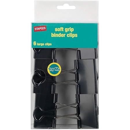 Amazon.com : Staples 657188 Large Soft Grip Binder Clips Black 2-Inch ...