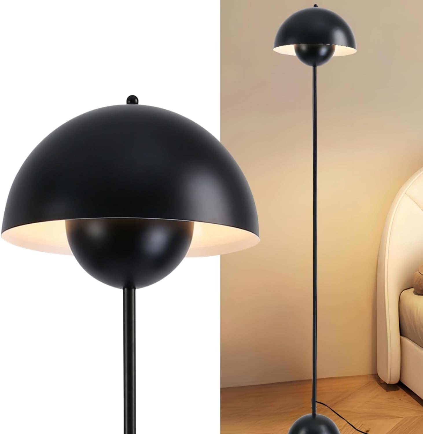 LITFAD Unique Floor Lamp with Iron Shade and Foot Switch 3 Color ...