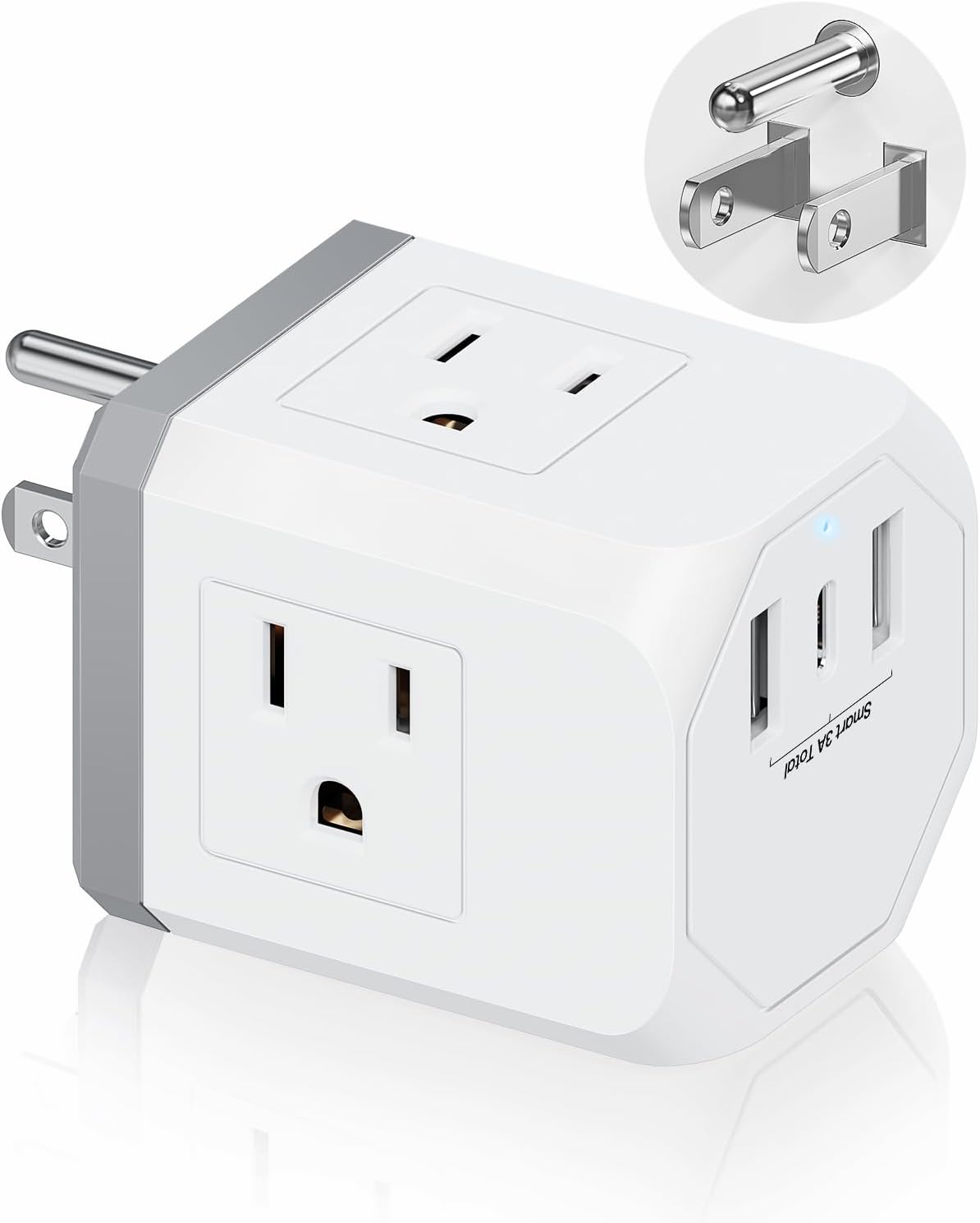 Amazon.com: 3-Outlet USB Wall Charger and Extender with 3-Way Splitter ...