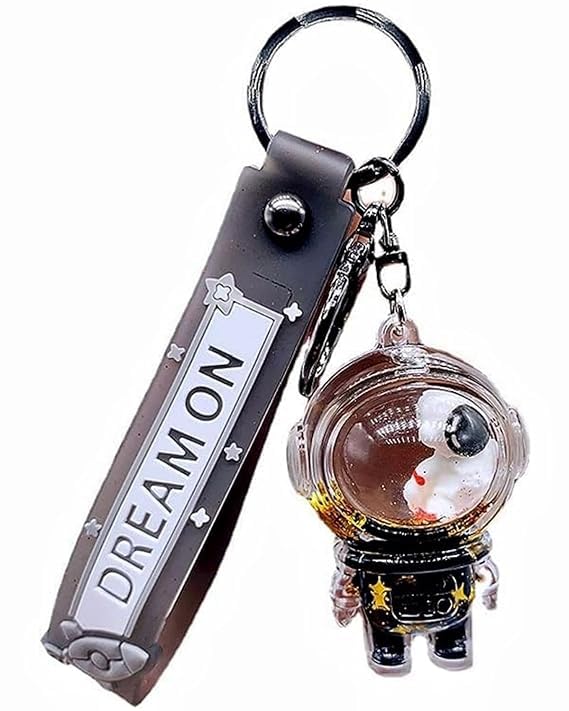Spaceman Keychain Astronaut Space Black Gold Acrylic Key Chain Metal ...