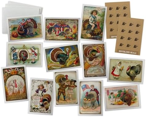 Amazon.com : Vintage Thanksgiving Turkey Note Cards - 24 Antique ...