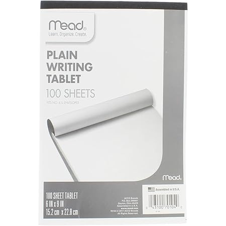 Amazon.com : Mead : Writing Tablet,Top-bound,Ruled,20 lb.,6"x9",100 Sh ...