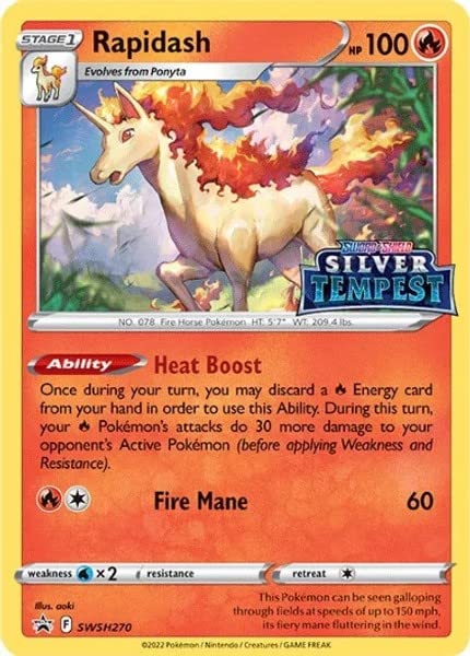 Amazon.com: Pokemon - Rapidash - SWSH270 (Prerelease) - Silver Tempest ...