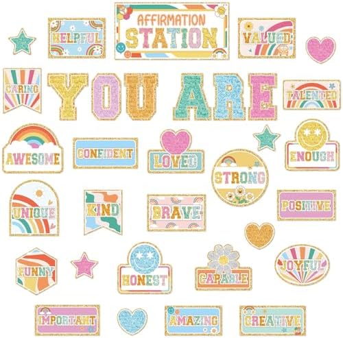Amazon.com : Hippie Retro Groovy Affirmation Station Bulletin Board Set ...
