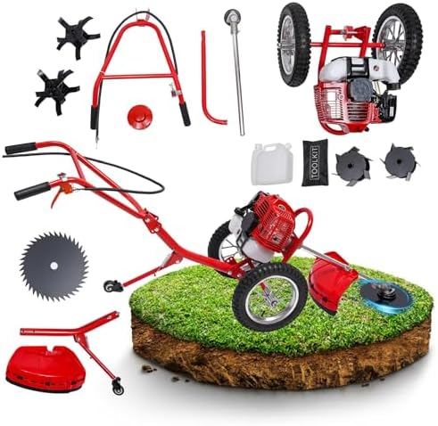 Amazon.com : 2 Stroke Lawn Mower Gas Powered 49CC Hand Push Irrigation ...
