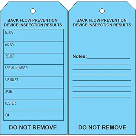 Amazon.com : Tags 4 Less Waterproof Backflow Preventer Inspection ...