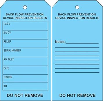 Amazon.com: Tags 4 Less Custom Backflow Preventer Inspection Tags – 2 5 ...