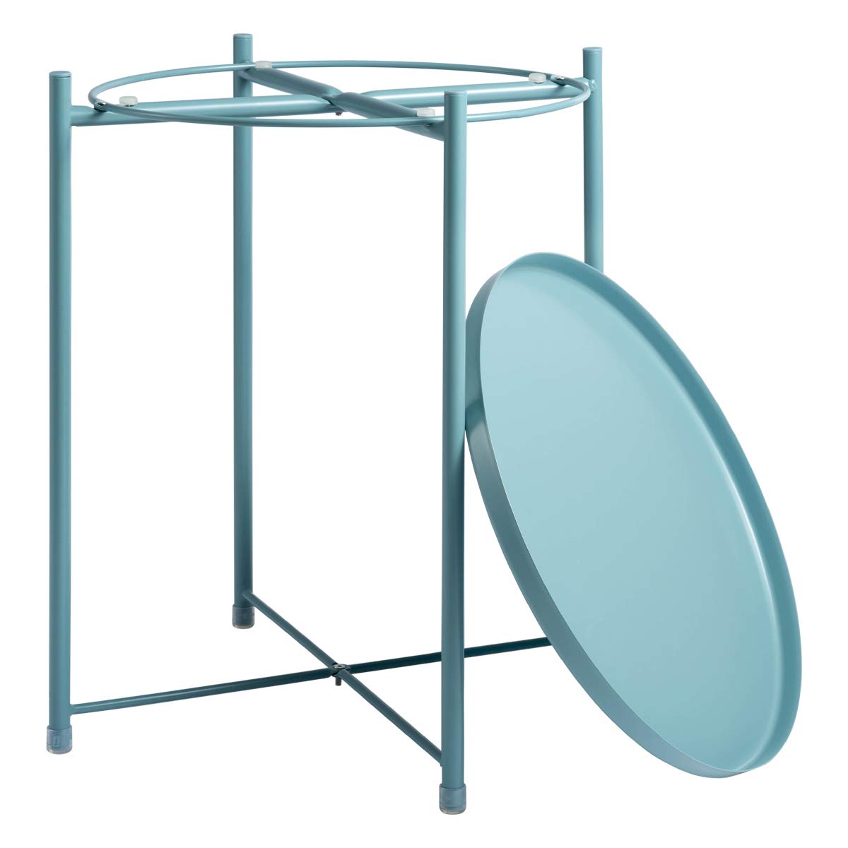 HollyHOME Tray Metal End Table, Sofa Table Small Round Side Tables ...