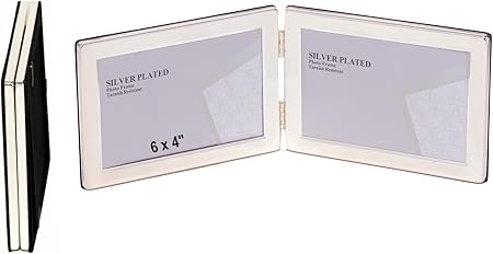 6 x 4-inch Silver Flat Edge DOUBLE LANDSCAPE Photo Frames - Velveteen ...