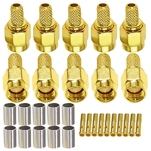 RF SIGNAL RP SMA Male Plug Crimp Connector RP-SMA Male Plug Straight ...