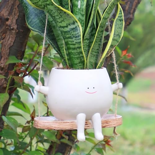 Amazon.com: CEOJPA Small Swing Smiley Face Hanging Planter Pot for ...