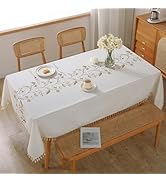 Amazon.com: Alsoo Waterproof Tablecloth Cotton Linen Farmhouse Table ...