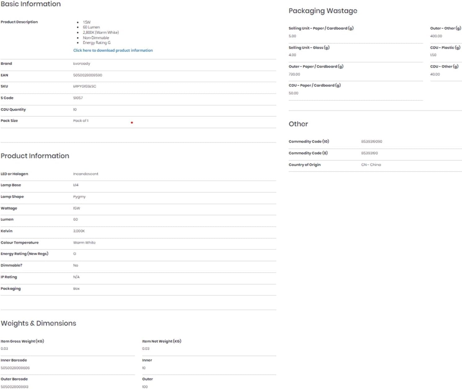 kanta 10 x 15W Replacement for Eveready SES/E14 (Small Edison Screw Cap ...