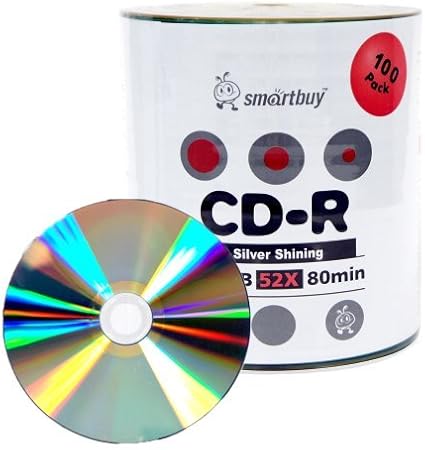 Amazon.com: Smartbuy 100-disc 700mb/80min 52x CD-R Shiny Silver Top ...