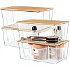 Amazon.com - Hudgan 4 Pack Clear Plastic Storage Bins with Bamboo Lids ...