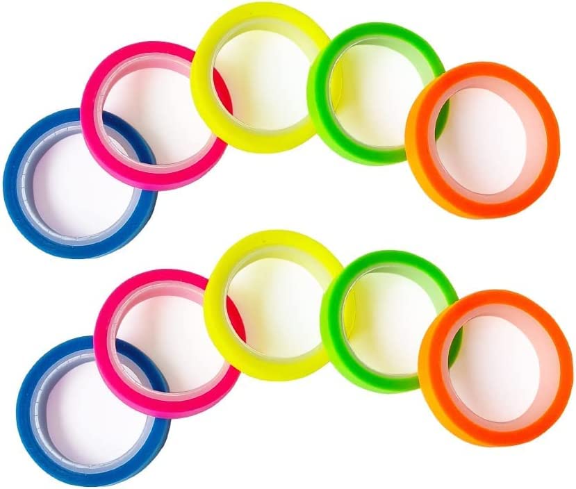 10 Rolls Highlighter Tape,Transparent Marking Sticker Fluorescent ...