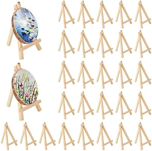 SEUNMUK 50 Pcs Wooden Mini Art Display Easels, 15 cm Wood Display Easel ...