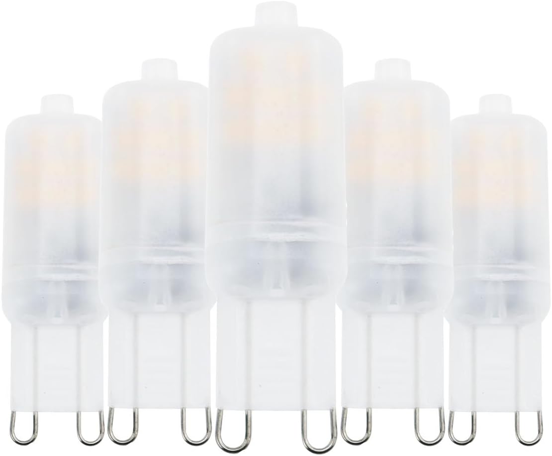Greeogin 5-Pack G9 LED Light Bulb 2W, 20-25W Halogen Equivalent, 2700K ...
