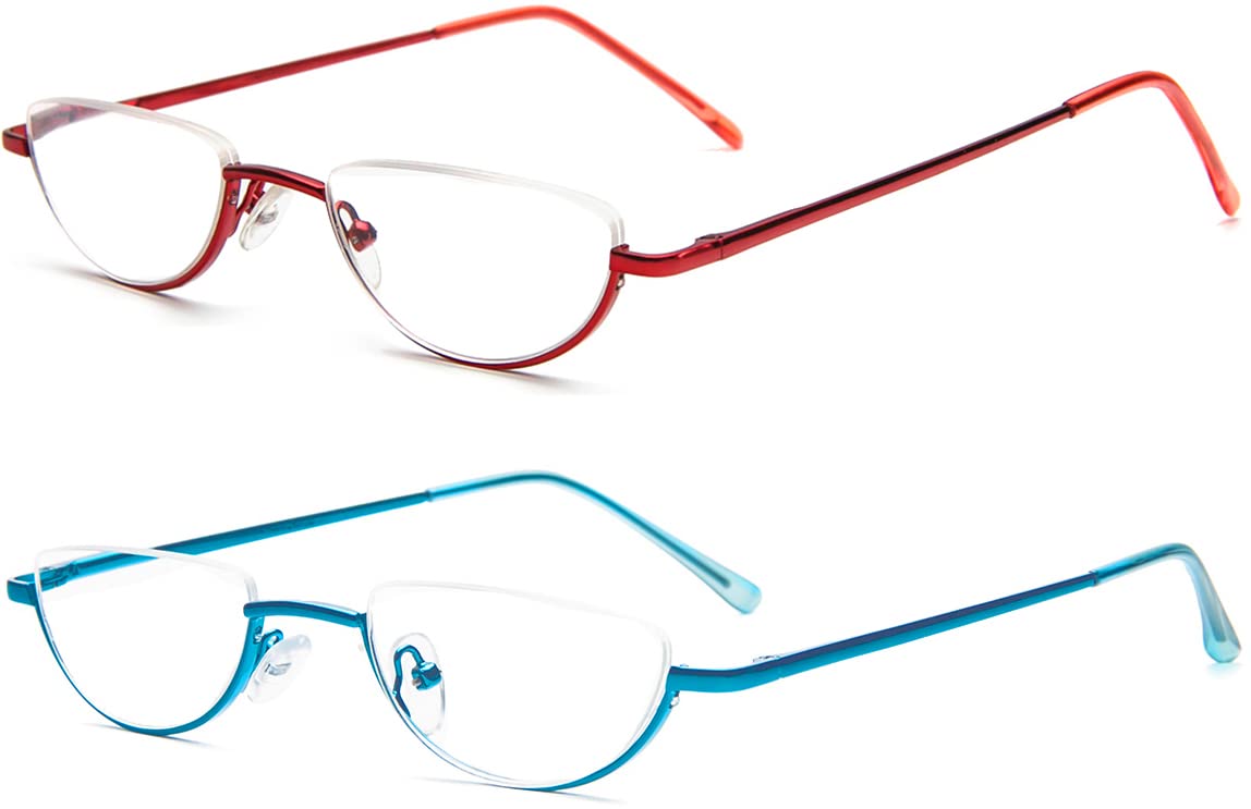 Snapklik.com : REAVEE 2 Pack Retro Designer Half Frame Reading Glasses ...