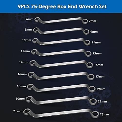 Snapklik.com : DISEN 9pcs Offset Wrench Set Metric 6-23mm